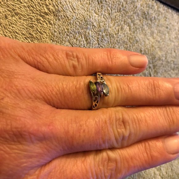 Vintage | Jewelry | Vintage Tri Stone Silver Ring | Poshmark